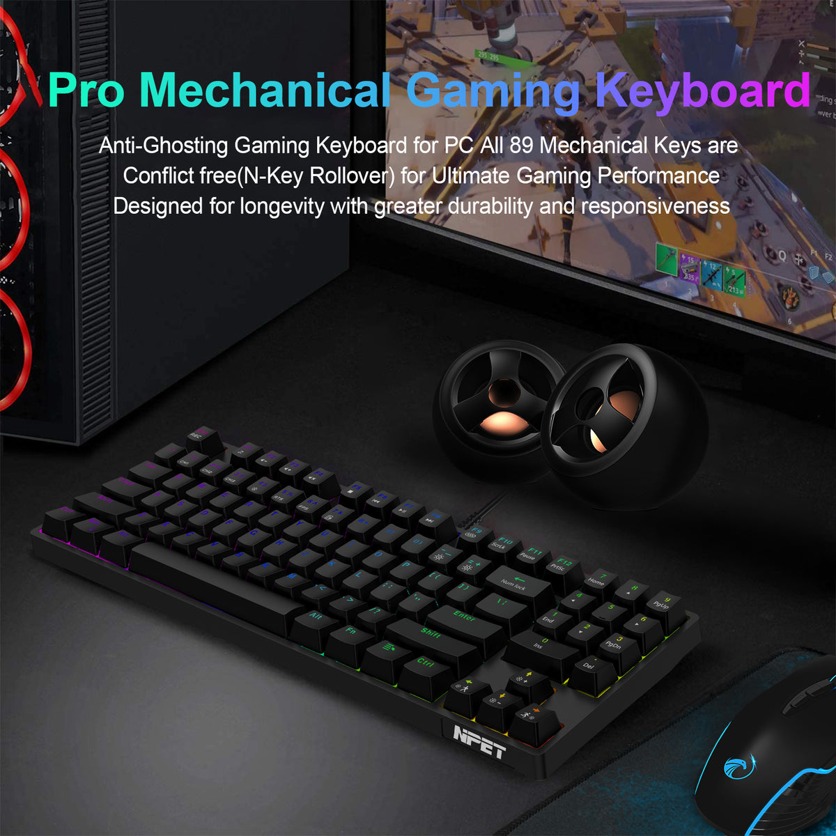NPET K80 Gaming Keyboard 89-Key Membrane Keyboard – NPET Online Store